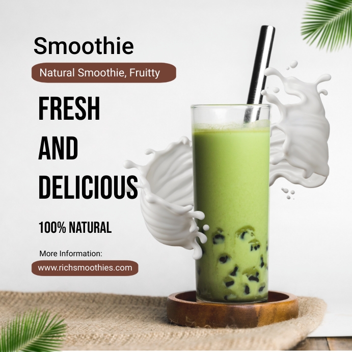 White Modern Smoothie Instagram Post Template | PosterMyWall