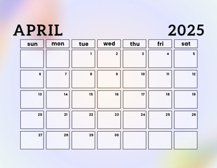 White Modern Typographic Aesthetic 2025 Planner April Monthly Calendar ...