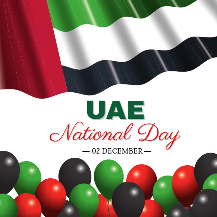 White Modern UAE national day Instagram Post 2024 Template | PosterMyWall