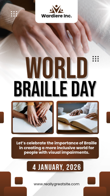 White Modern World Braille Day Instagram Story 2026 Template | PosterMyWall