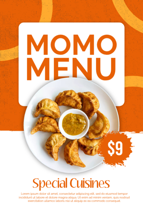 White Momo Menu Poster Template | PosterMyWall