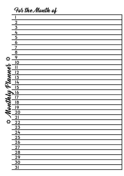 White Monthly Planner For Any Month A4 Template | PosterMyWall