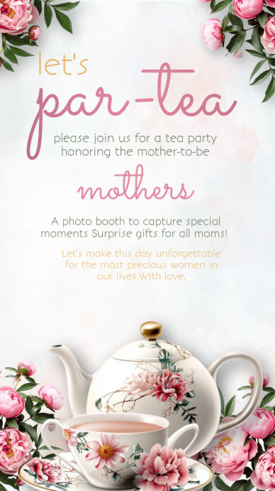 White Mothers Day Tea Party Instagram Story Template | PosterMyWall
