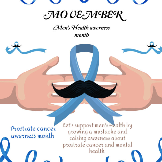 White Movember Awerness Instagram Post Template | PosterMyWall