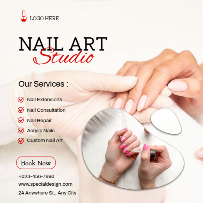 White Nail Art Instagram Post Template | PosterMyWall