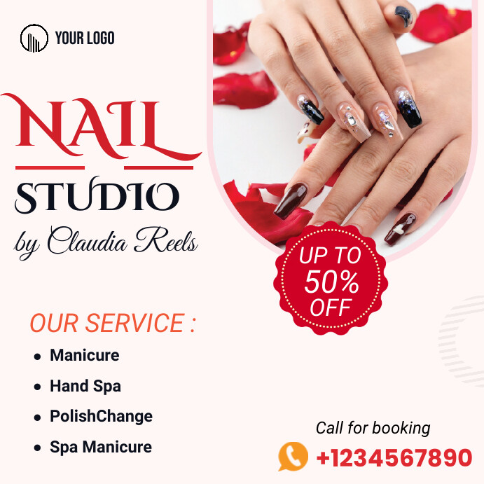 White Nail Salon Ad Template Instagram Post | PosterMyWall