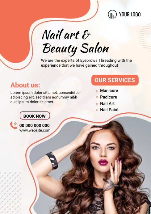White Nail Salon Advertisement A4 Template | PosterMyWall