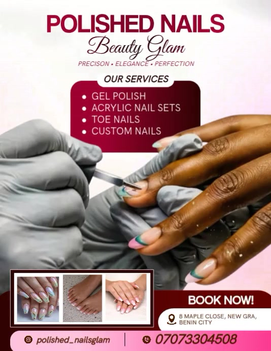 White Nail Salon Services Flyer Video Template | PosterMyWall