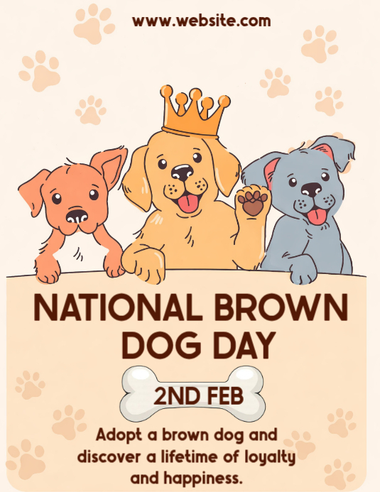 White National Brown Dog Day Flyer Template | PosterMyWall