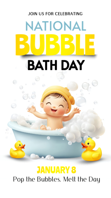 White National Bubble Bath Day Instagram Story Template | PosterMyWall