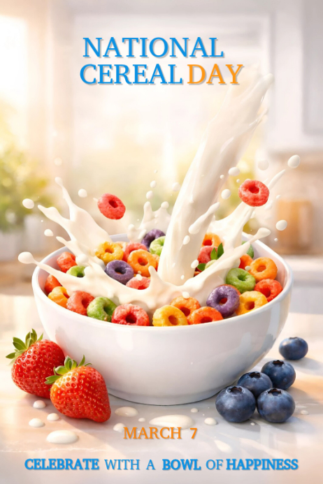 White National Cereal Day Poster Template | PosterMyWall