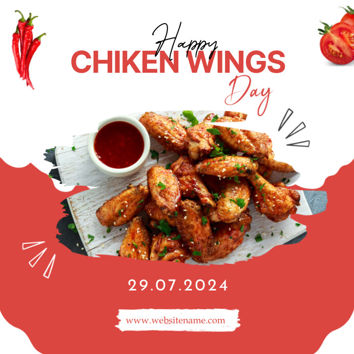 Plantilla de White National Chiken Wings Day Instagram Pos | PosterMyWall