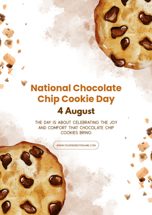 White National Chocolate Chip Cookies Day A4 Template | PosterMyWall
