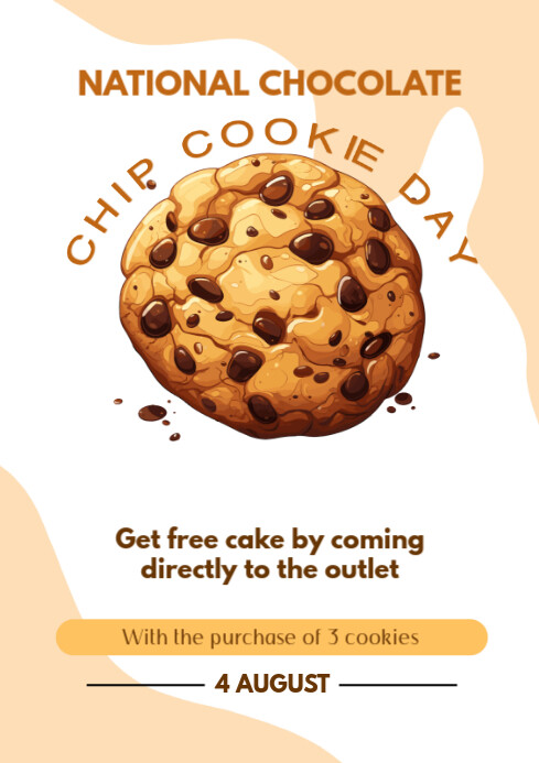 White National Chocolate Chip Cookies Day A4 Template | PosterMyWall