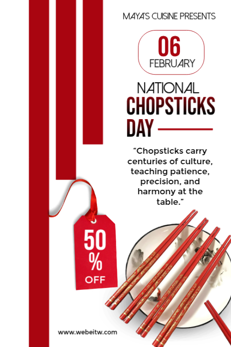 White National Chopsticks Day Poster Template | PosterMyWall
