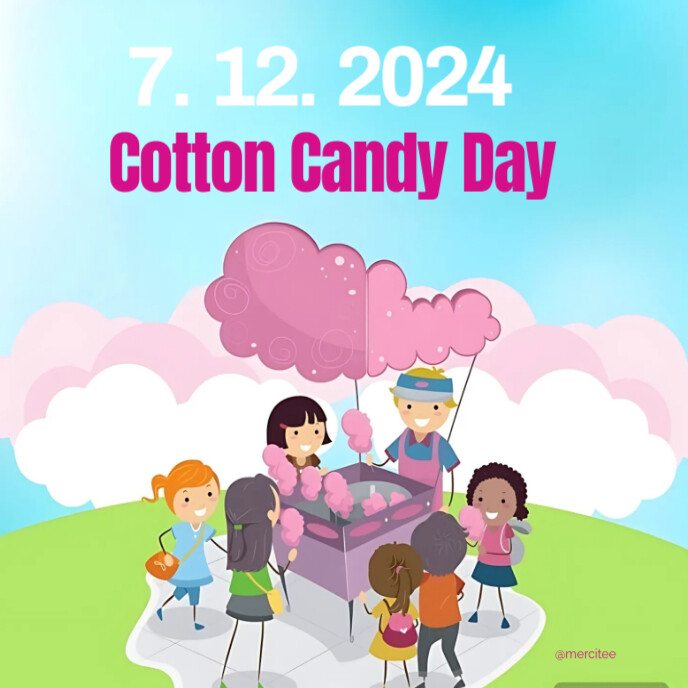 White National Cotton Candy Day Album Cover Template | PosterMyWall