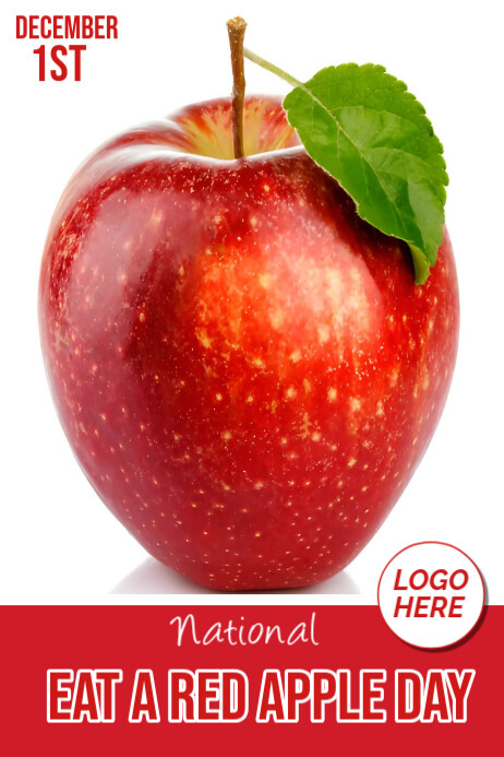 White National Eat A Red Apple Day Poster Template | PosterMyWall