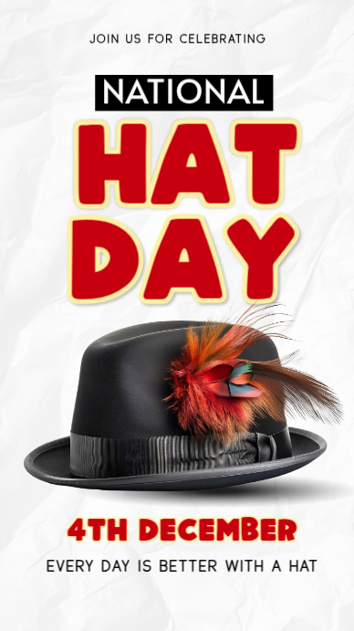 Plantilla de White National Hat Day Instagram Story | PosterMyWall