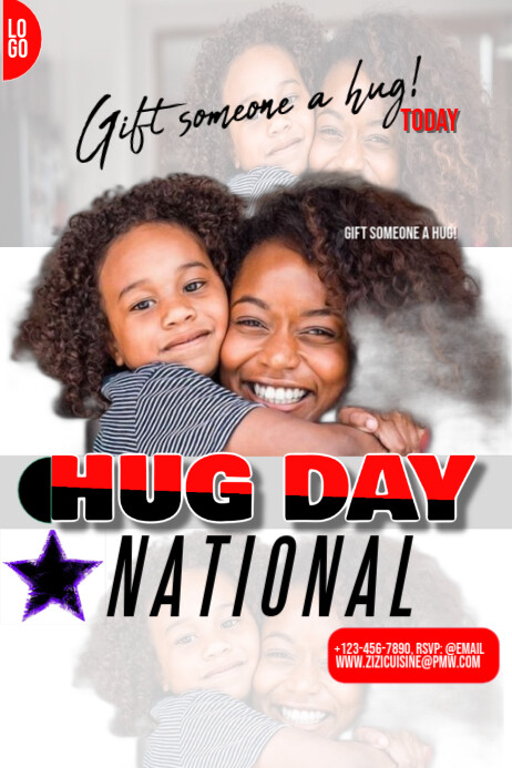White National Hug Day Poster Template | PosterMyWall