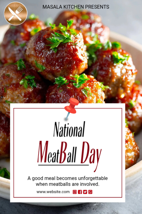 Plantilla de White National Meatball Day Poster | PosterMyWall