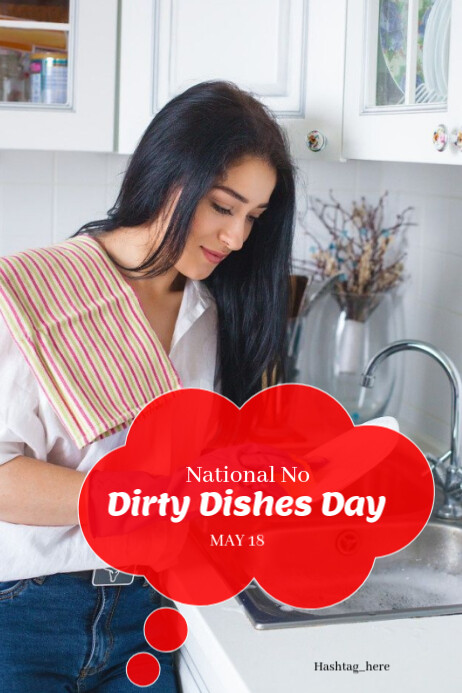White National No Dirty Dishes Day Poster Template | PosterMyWall