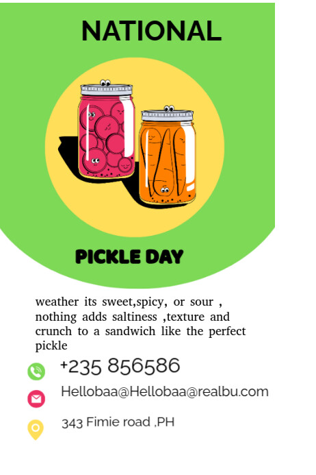 White National Pickle Day Poster Templat | PosterMyWall