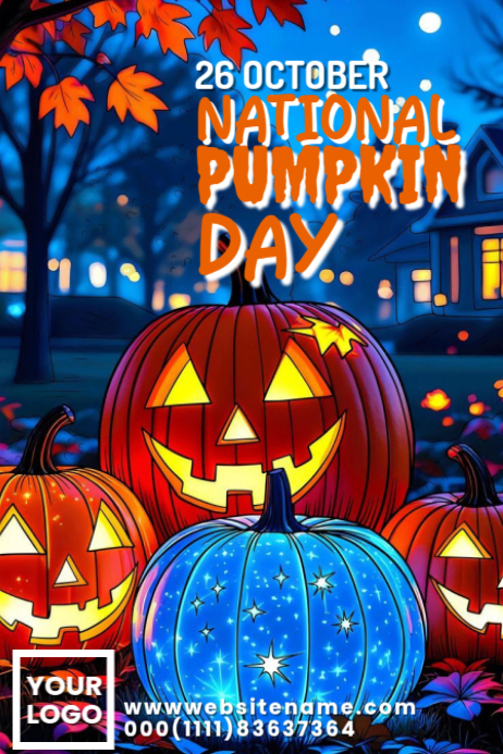 White National Pumpkin Day Poster Template | PosterMyWall
