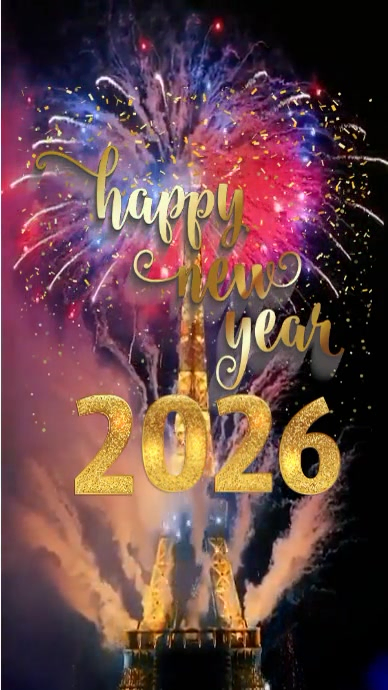 White Neon “golden Happy New Year 2026 Fireworks Celebration Video ...