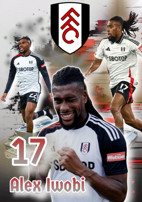 Copy of White Neon Alex Iwobi Fulham Football Player A4 | PosterMyWall