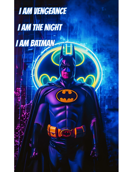 White Neon Batman Flyer (us Letter) Template | PosterMyWall