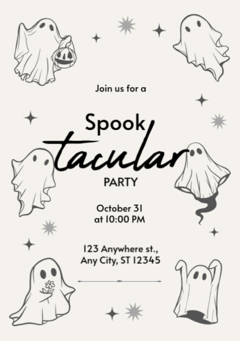 Plantilla de White Neon Halloween Spooky A6 | PosterMyWall