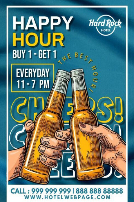 Copy of White Neon Happy Hour Poster | PosterMyWall