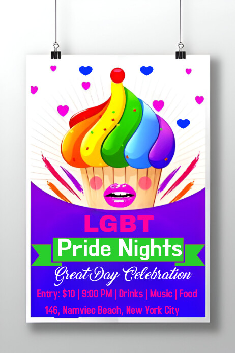White Neon Happy Pride Month Poster Template | PosterMyWall