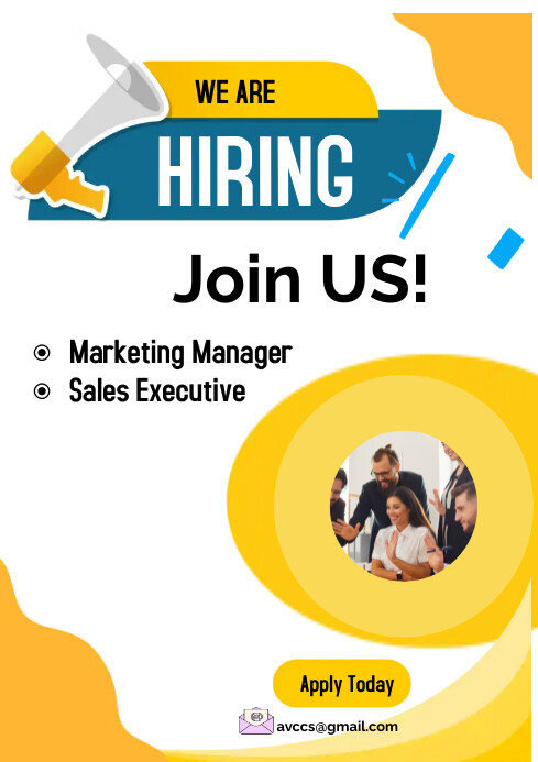 White Neon Hiring Poster Flyers Excellent Hd Template | PosterMyWall