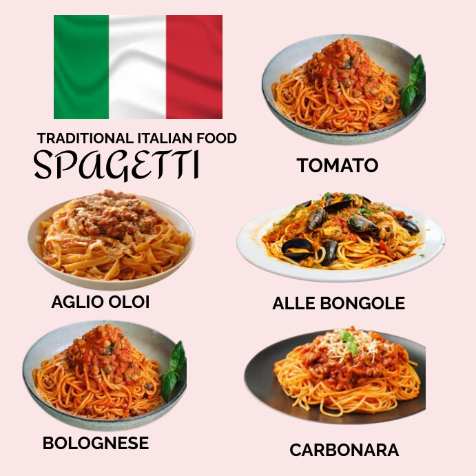 Plantilla de White Neon Italian Traditional Food Instagram | PosterMyWall