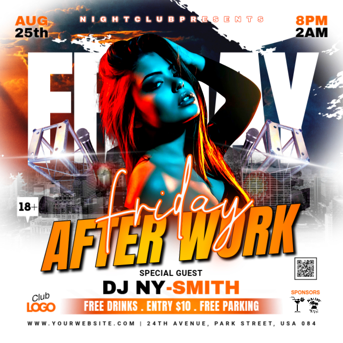 White Neon Latin Night Party Flyer Instagram Post Template | PosterMyWall