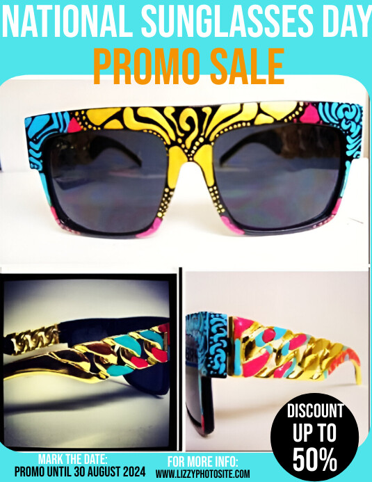 White Neon National Sunglasses Day Flyer (us Template | PosterMyWall