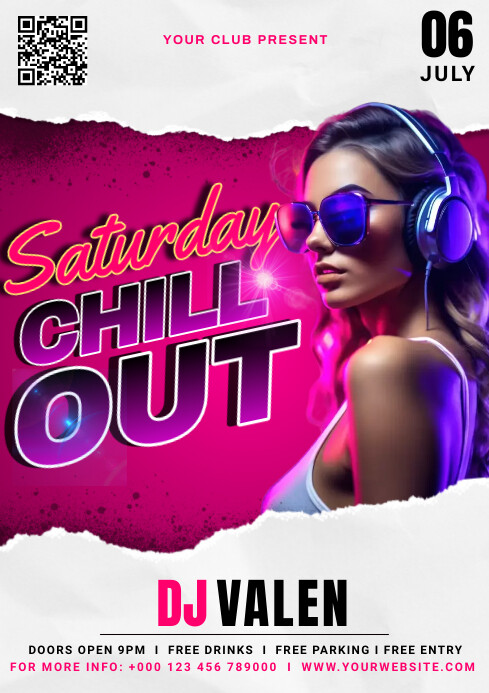 Copy of White Neon Saturday Chill Out A4 | PosterMyWall