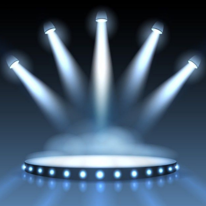 White Neon Spotlight Podium Stage Instagram Post Template | PosterMyWall