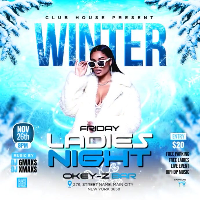 Copy of White Neon Winter Night Party Instagram Post | PosterMyWall