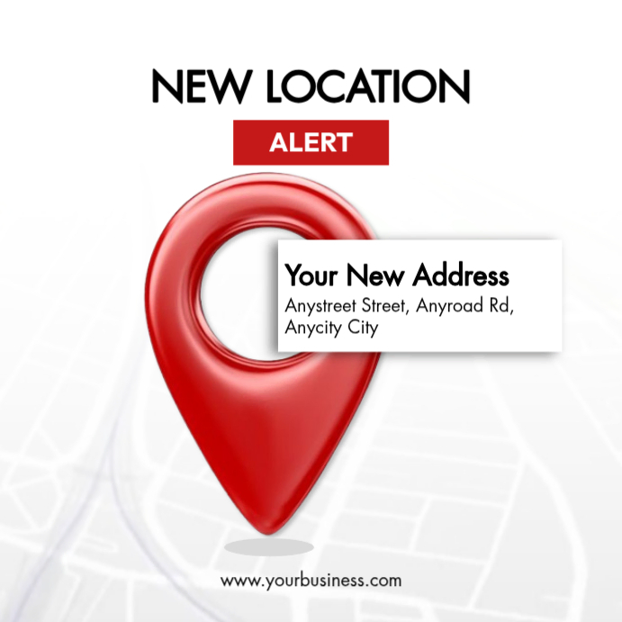 White New Location Announcement Instagram Post Template | PosterMyWall