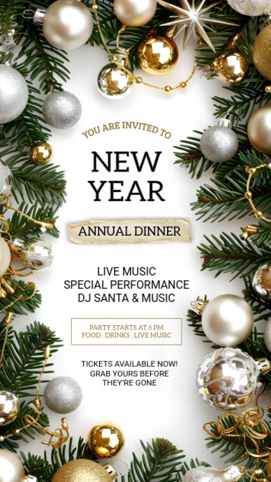 White New Year Dinner Instagram Story Template | PosterMyWall