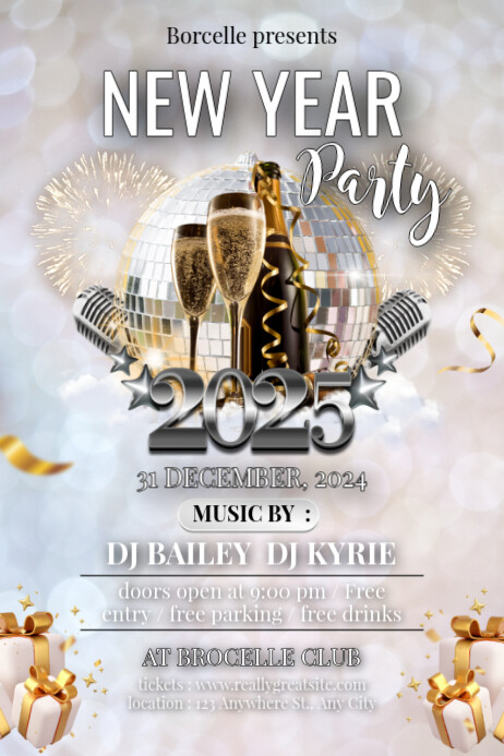 White New Year Party Poster Template | PosterMyWall