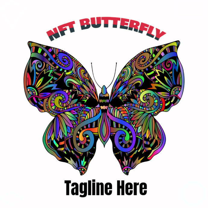 White NFT Butterfly Logo Template | PosterMyWall