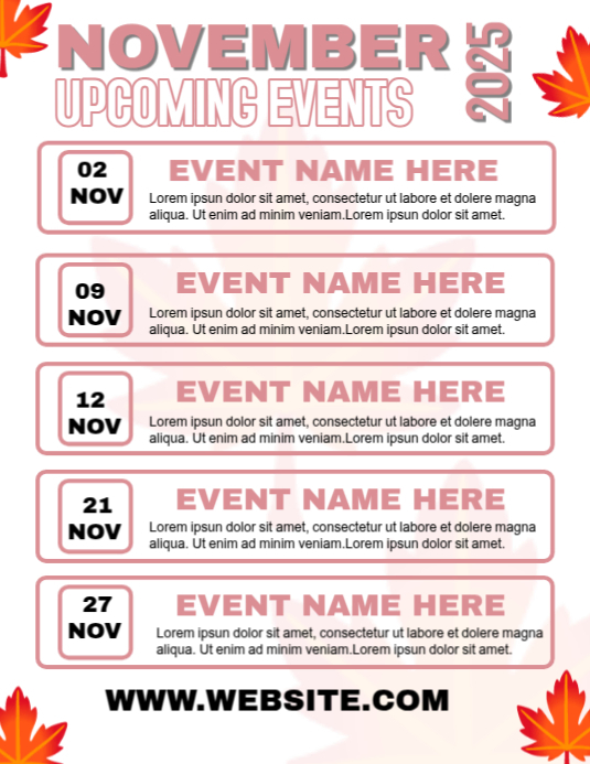 White November Upcoming Event Flyer (us Letter) Template | PosterMyWall
