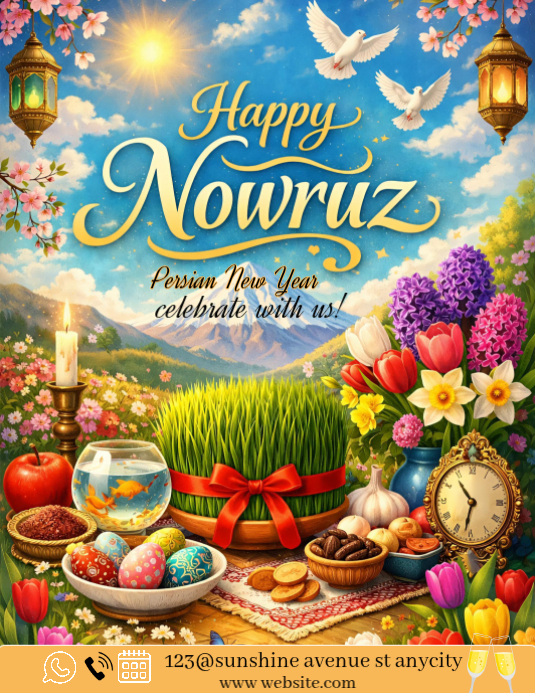White Nowruz Persian New Year Flyer (us Letter) Template | PosterMyWall