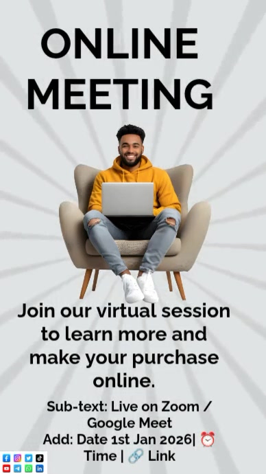 White Online Meeting Instagram Reel Video Template | PosterMyWall