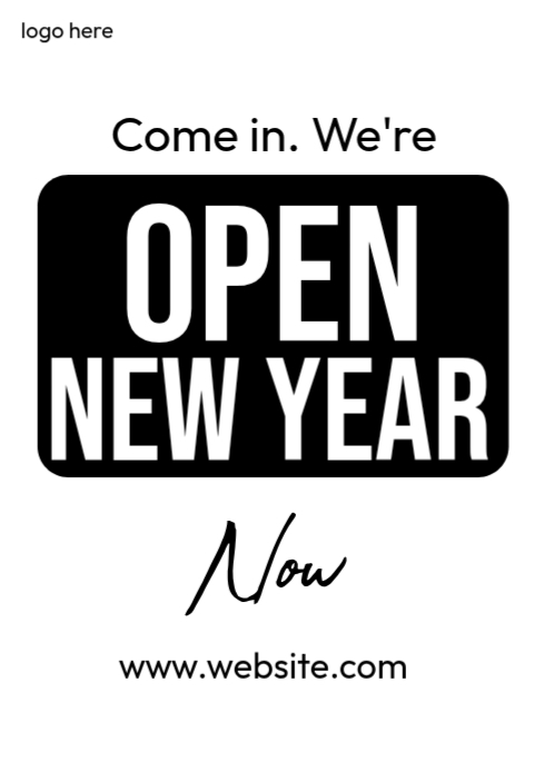 White Open New Year A4 Template | PosterMyWall