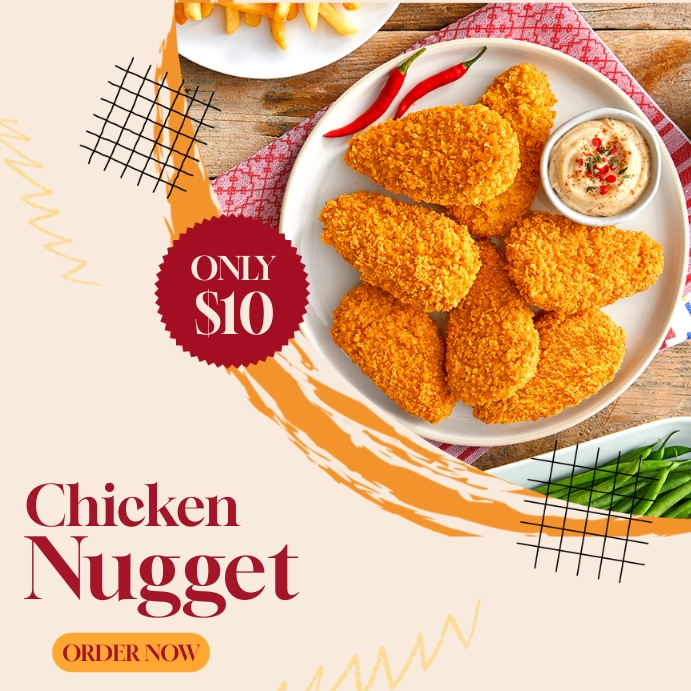 Copy of white-orange-fast-food-chicken-nugget-instagr | PosterMyWall