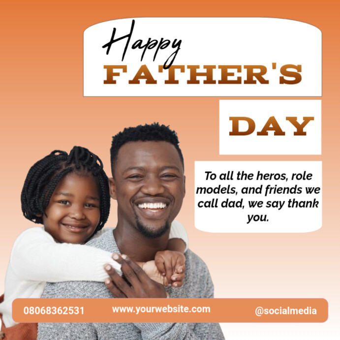 White Orange Fathers Day Instagram Post Instagram Post Template ...